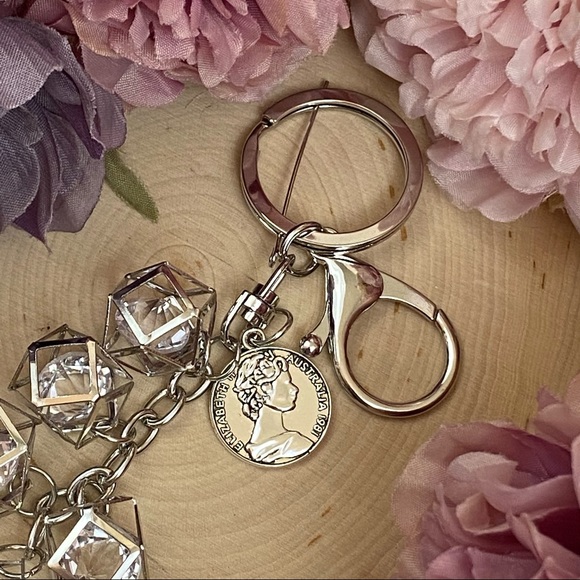 Accessories | Silver Geometric Orb Crystal Diamond Keychain | Poshmark